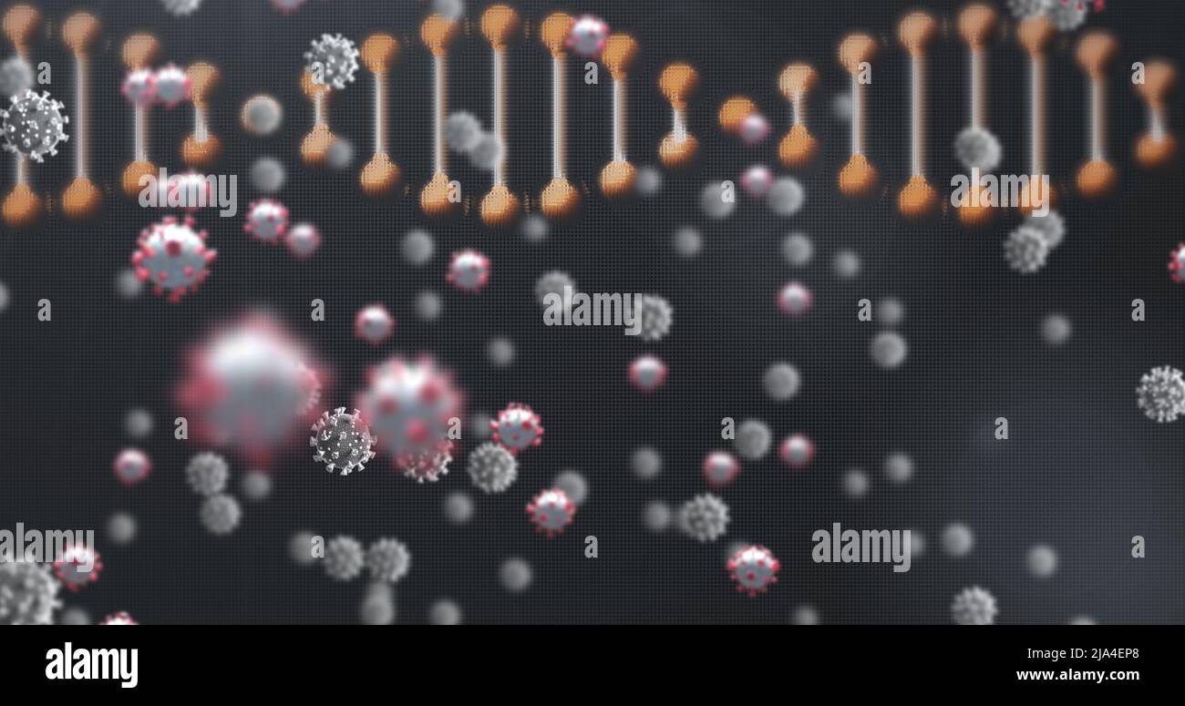 Image of virus cells over dna and black background Stock Photo - Alamy
