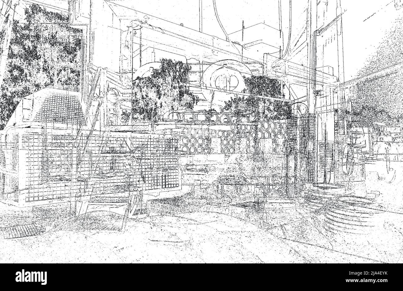 Vector illustration factory building for the production of concrete ...