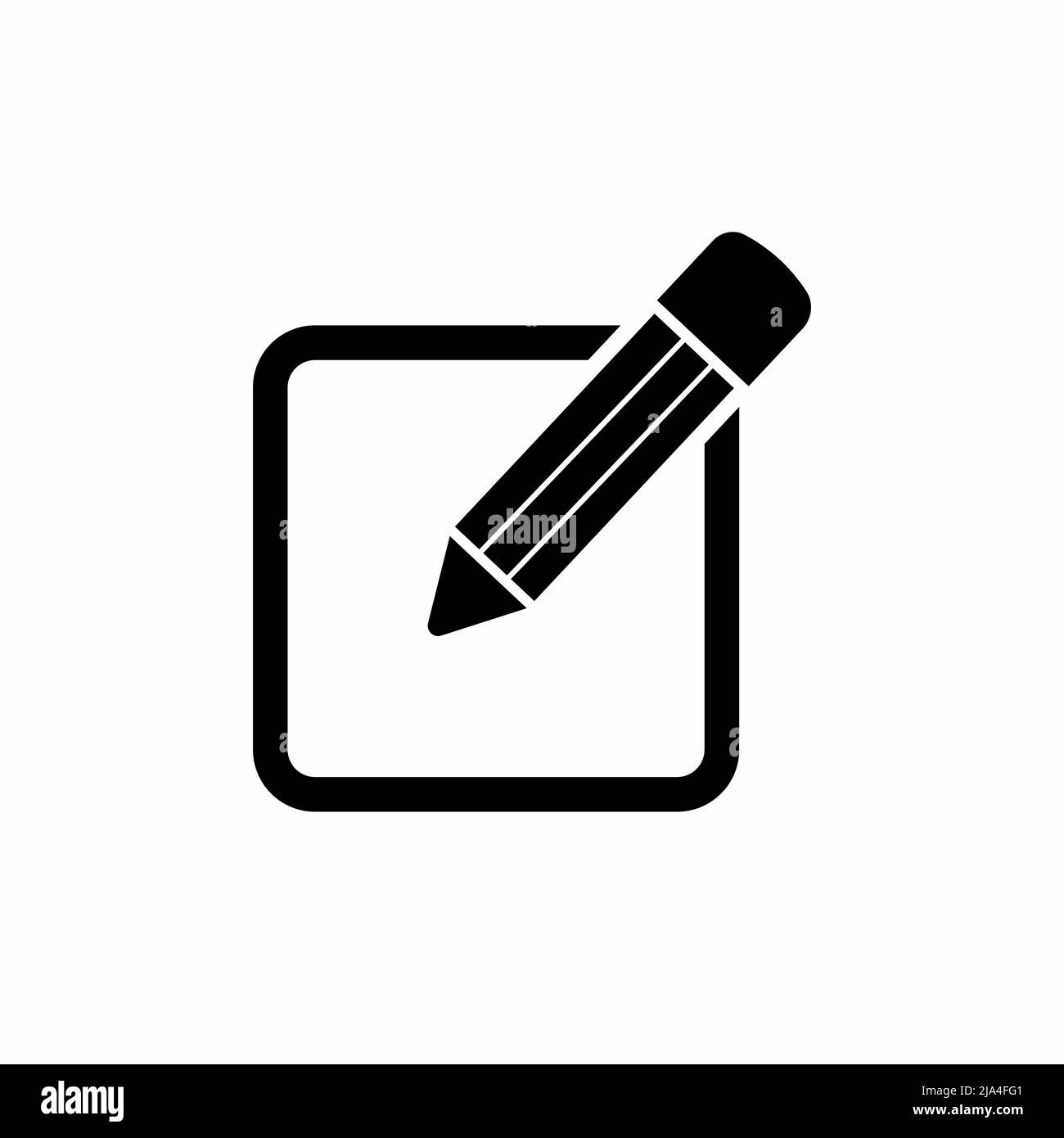 Edit text icon, note pad, pencil symbol isolated on white background ...