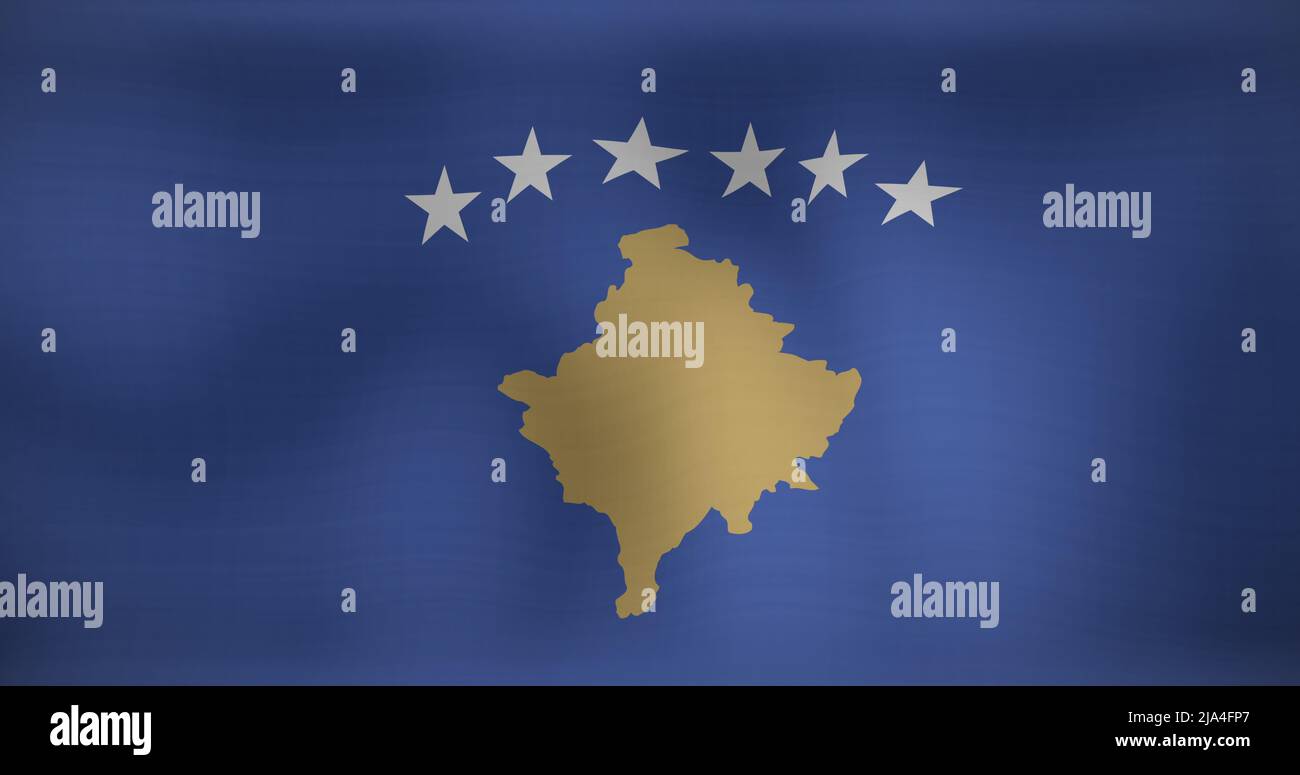 Image of national flag of kosovo waving Stock Photo - Alamy
