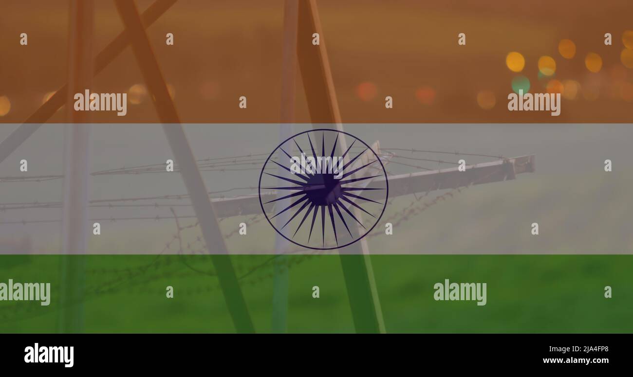 Image of flag of india over pylons Stock Photo - Alamy