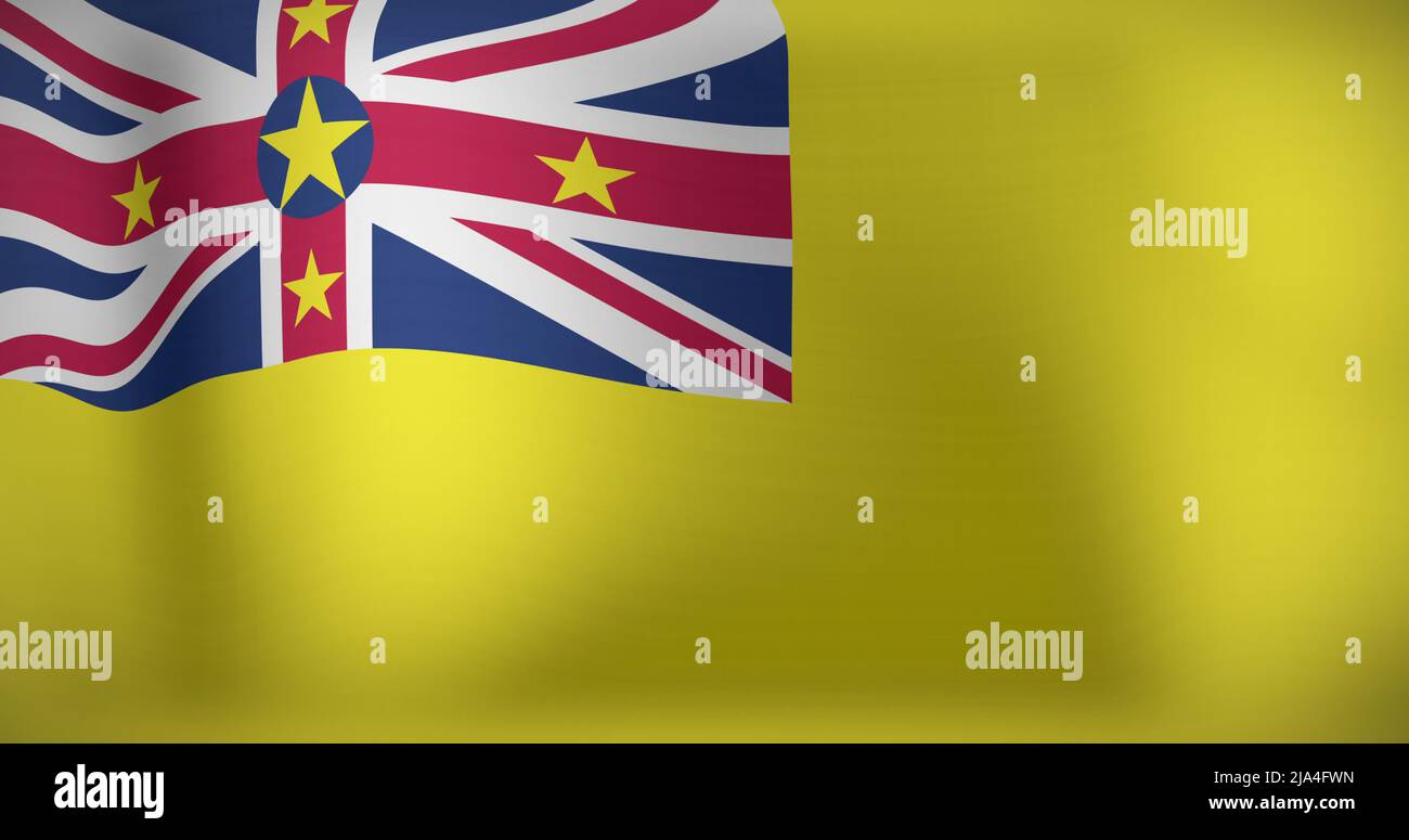 Image of national flag of niue waving Stock Photo - Alamy