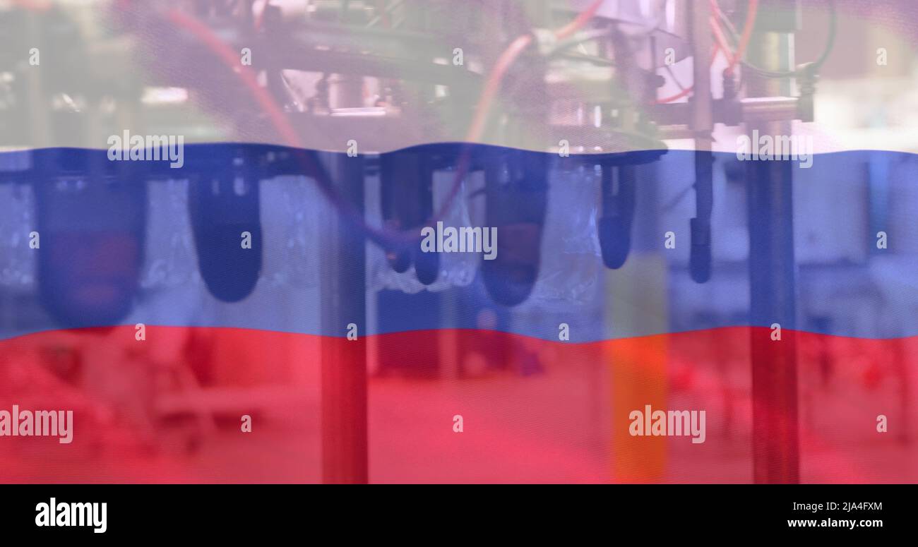 Image of flag of russia over warehouse Stock Photo - Alamy