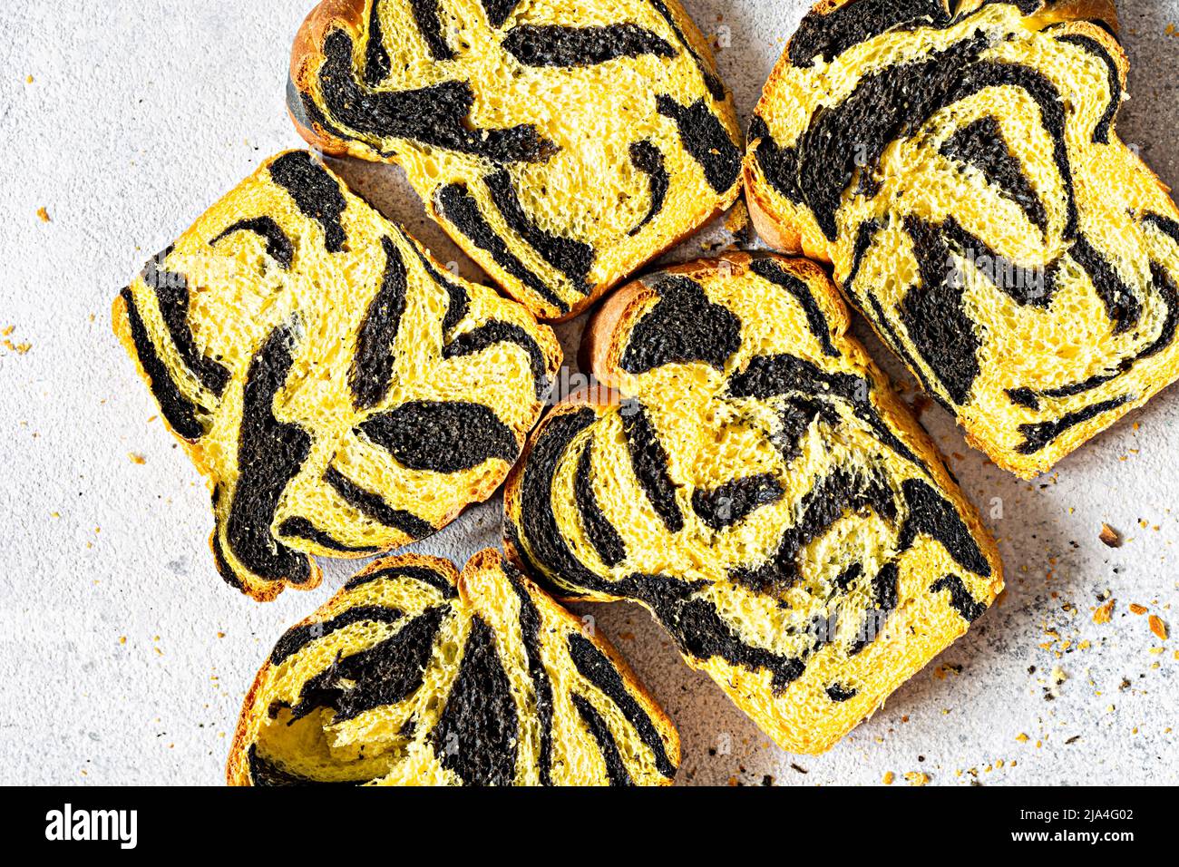 Unusual pumpkin marbled (tiger print) bread with cuttlefish ink ...