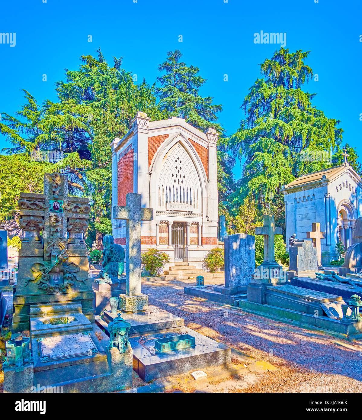 Memorial Cemetery of Milan with a large amount of graves with ...