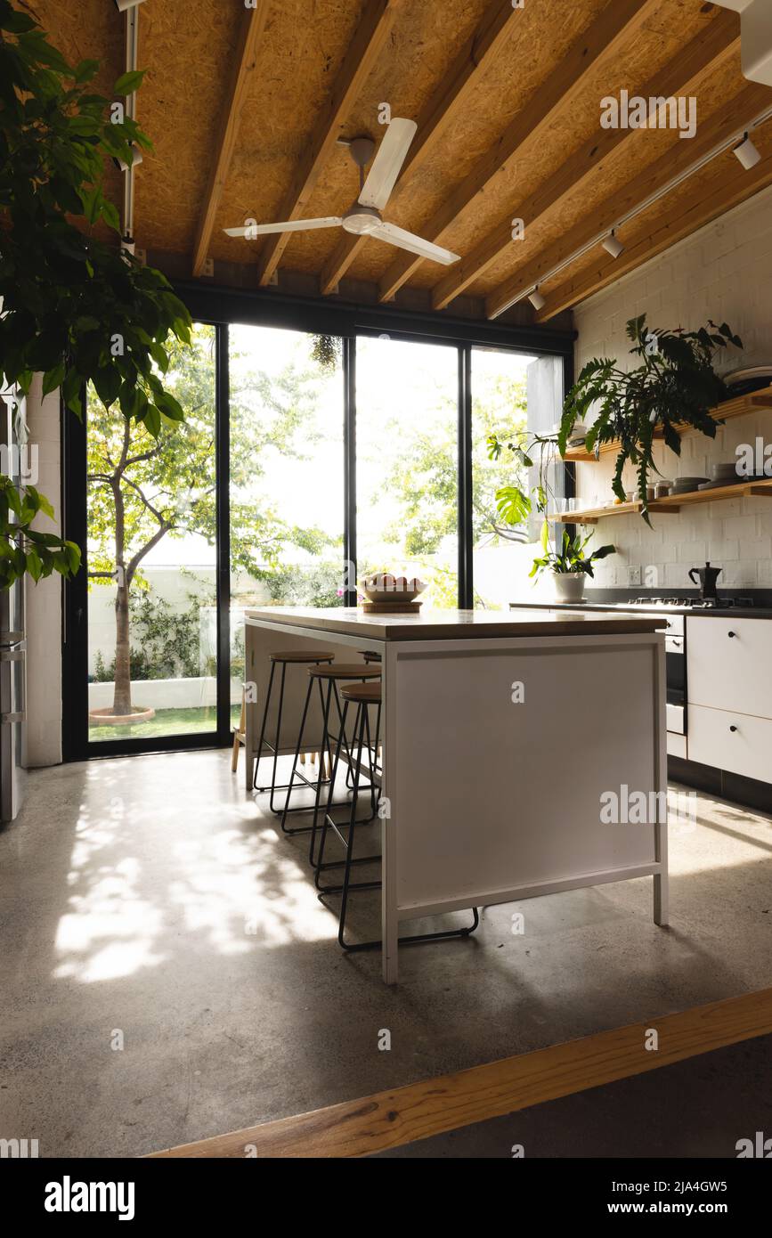 View of modern interior of kitchen of a modern house Stock Photo - Alamy