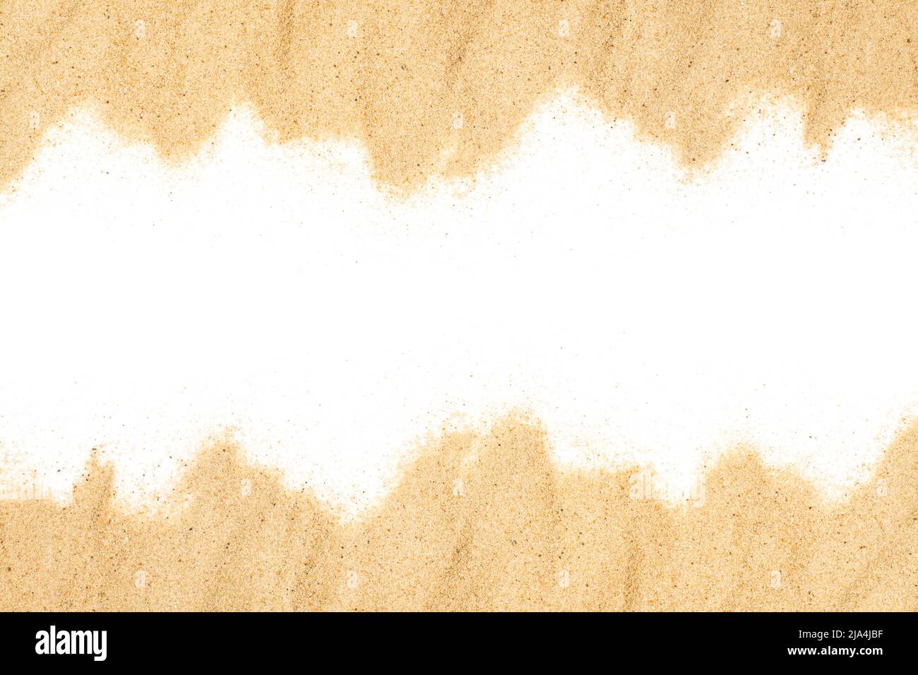 Sand on a white background beach shape in a top view Stock Photo - Alamy