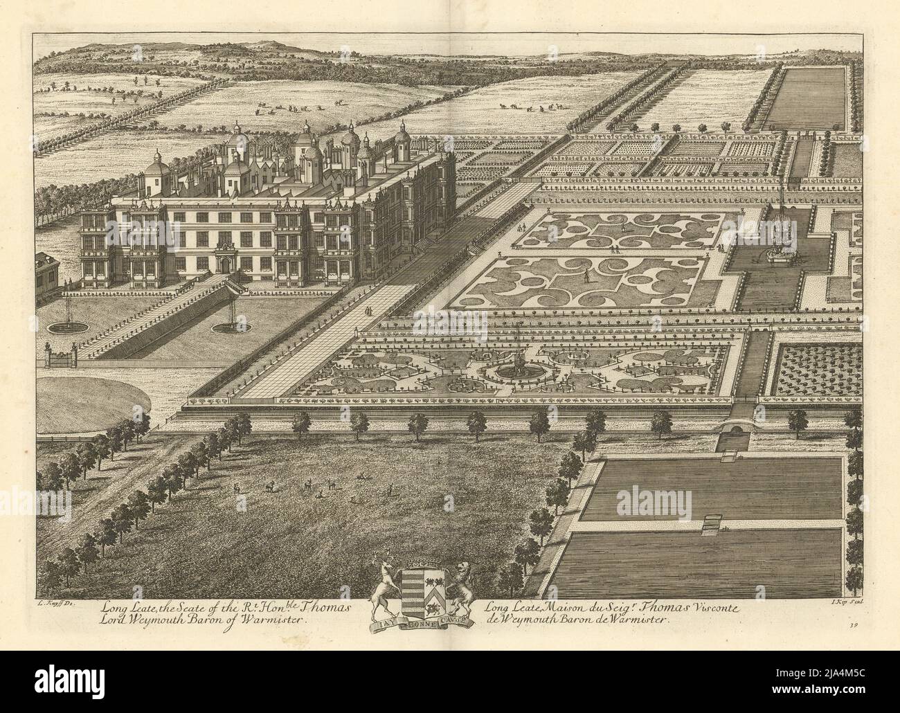 Longleat House, Wiltshire by Kip & Knyff. "Long Leate, the Seate…" 1709 ...
