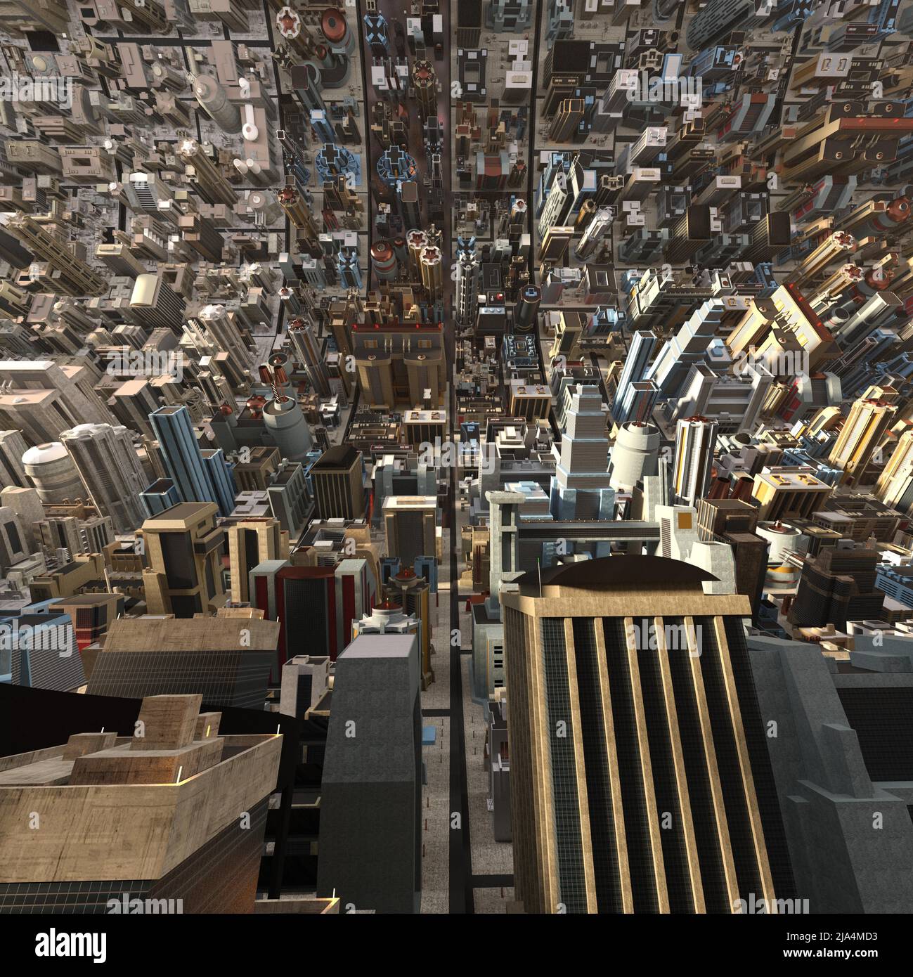 3D-illustration of a multiverse with skysrcapers Stock Photo - Alamy