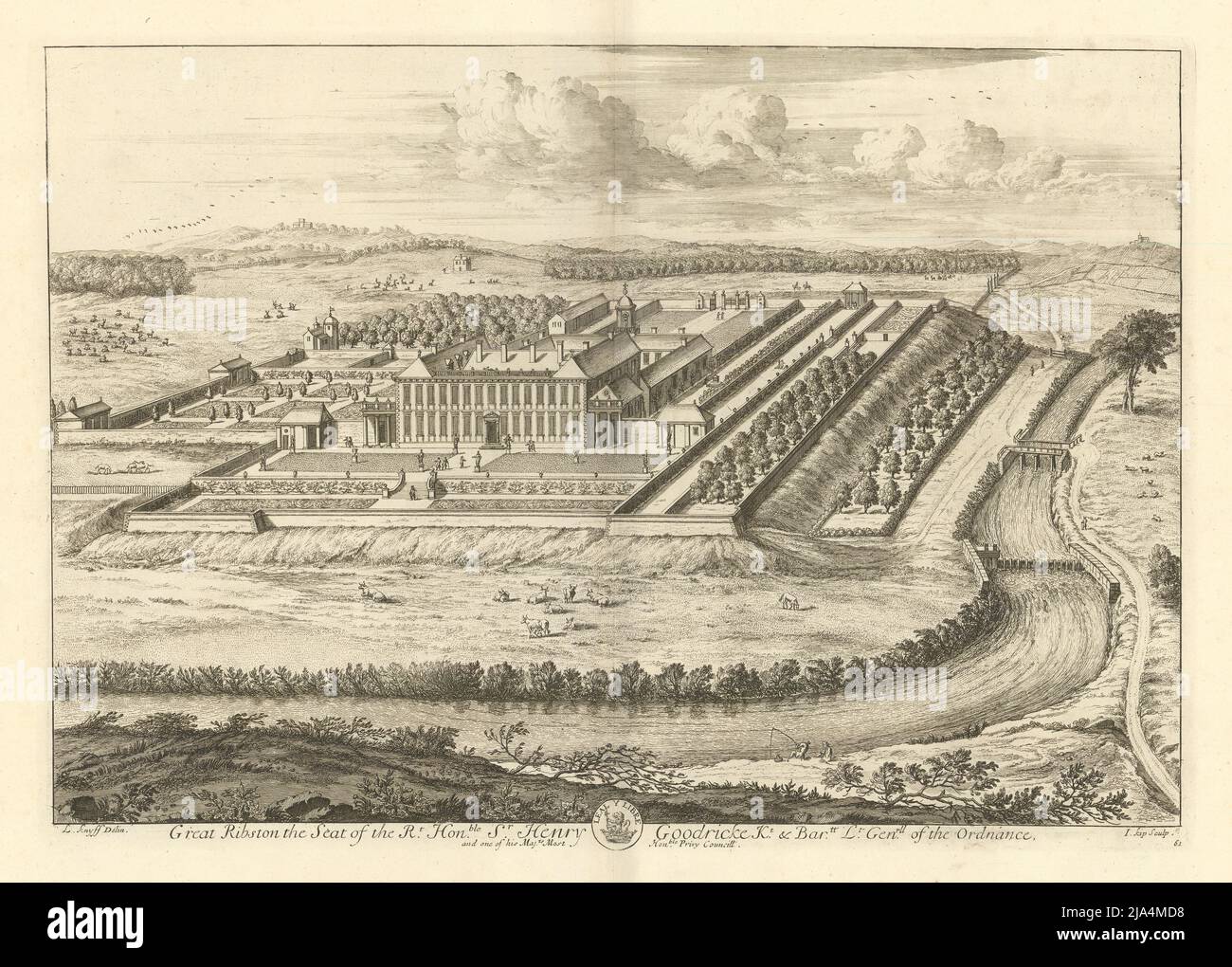 Ribston Hall, Knaresborough, Yorkshire by Kip & Knyff. "Great Ribston ...