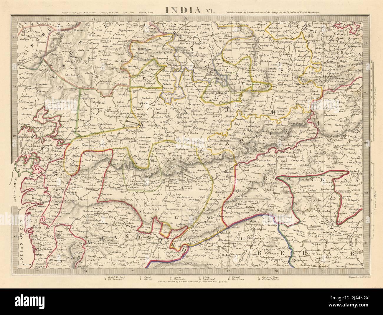 INDIA.Bundelkhand to Khandeish Berar.Gujerat. Goondwana Bhopal.SDUK ...