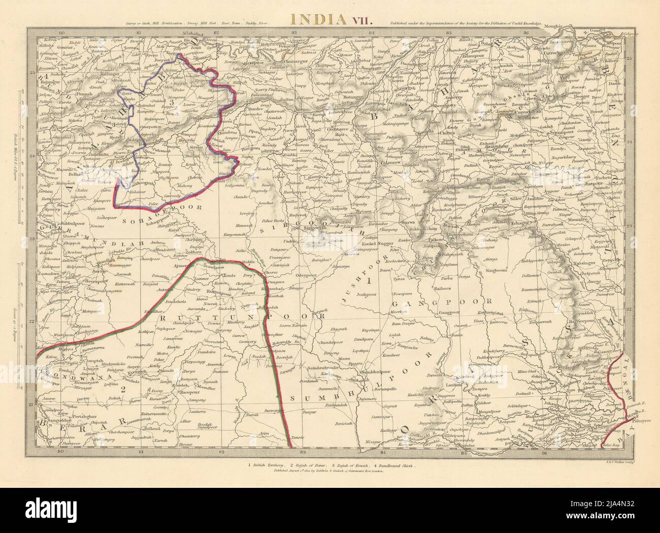 INDIA.Allahabad to Bay of Bengal.Bahar. Berar Orissa Ruttunpoor.SDUK ...