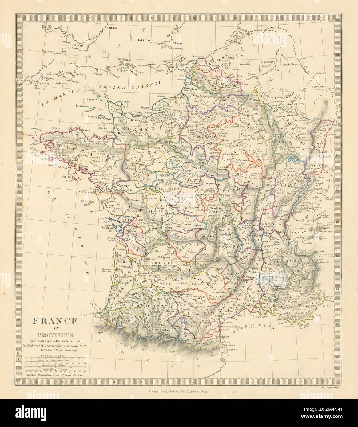 FRANCE IN PROVINCES. Shows provinces