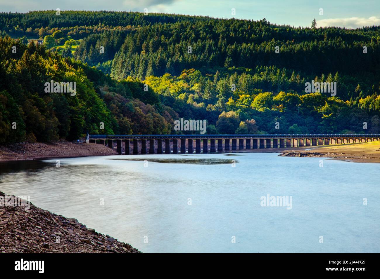 water viaduct at Ladybower Reservoir in the Peak District near the Dam ...