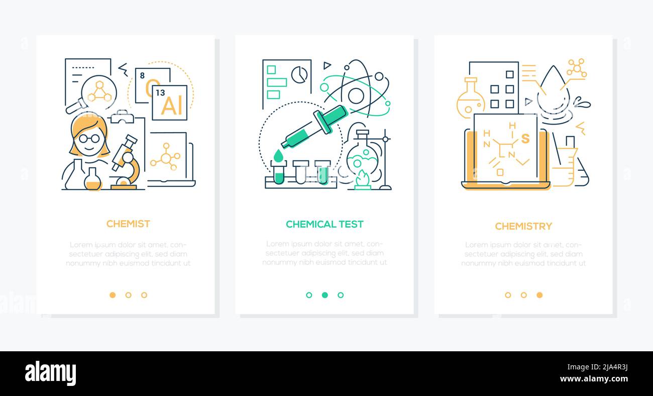 Chemistry and experiments - line design style banners set Stock Vector ...