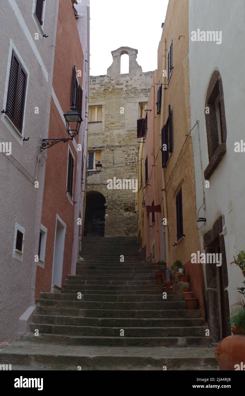 Stairs in Castelsardo. Sardinia. Italy Stock Photo - Alamy