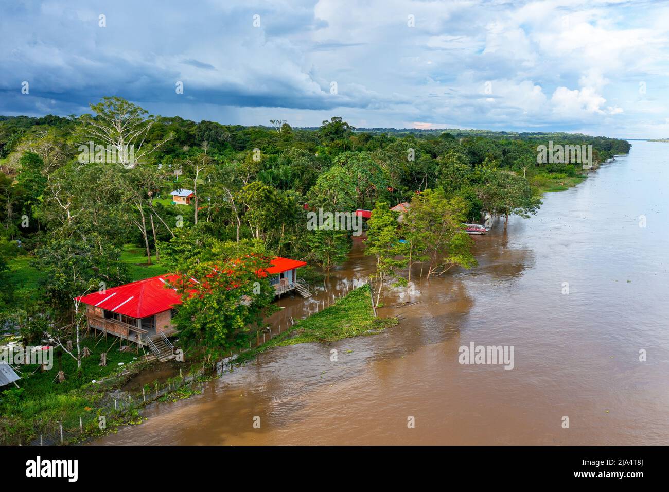 Amazon River Aerial View. Tropical Green Rainforest in Peru, South ...