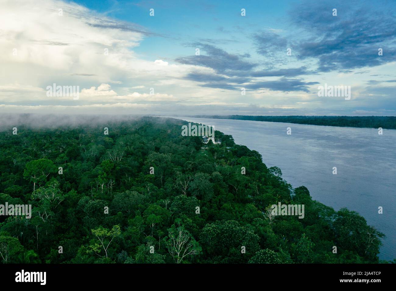 Amazon River Aerial View. Tropical Green Rainforest in Peru, South ...