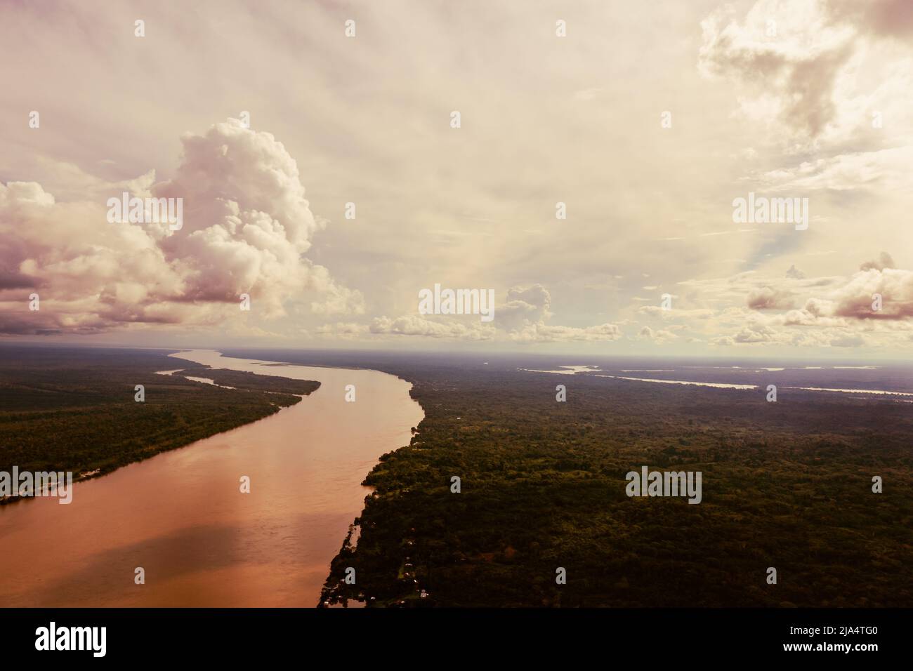 Amazon River Aerial View. Tropical Green Rainforest in Peru, South ...