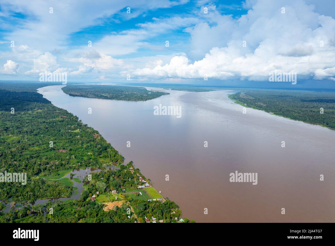 Amazon River Aerial View. Tropical Green Rainforest in Peru, South ...