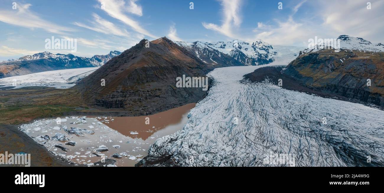 Beautiful glaciers flow through the mountains in Iceland Stock Photo ...