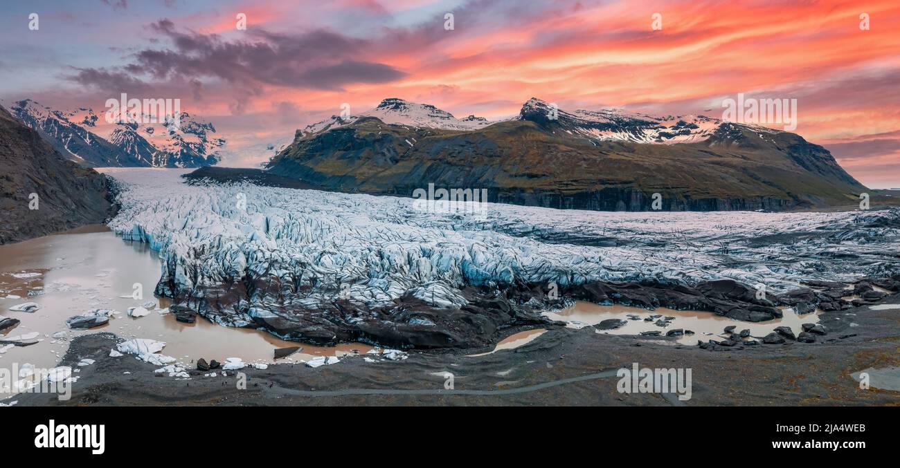 Beautiful glaciers flow through the mountains in Iceland Stock Photo ...