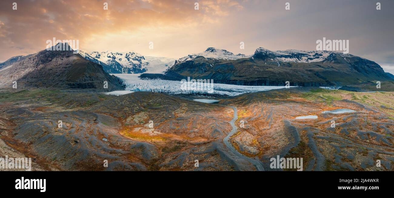 Beautiful glaciers flow through the mountains in Iceland Stock Photo ...