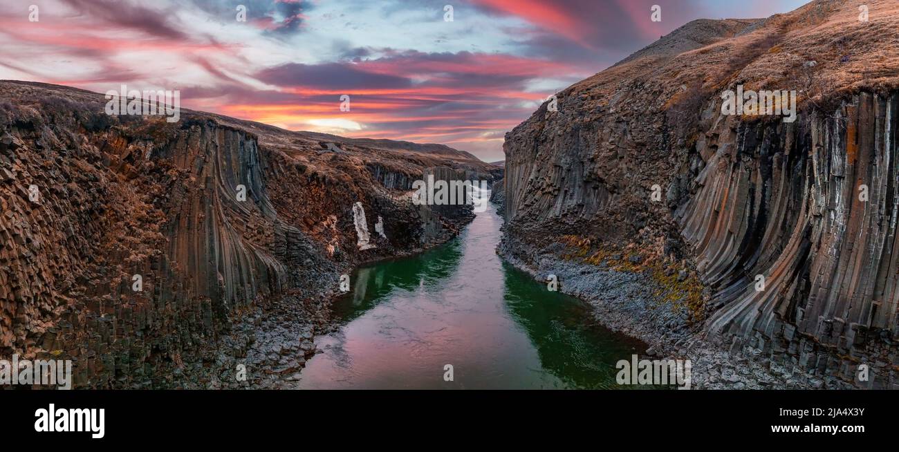Epic view of the studlagil basalt canyon, Iceland Stock Photo - Alamy