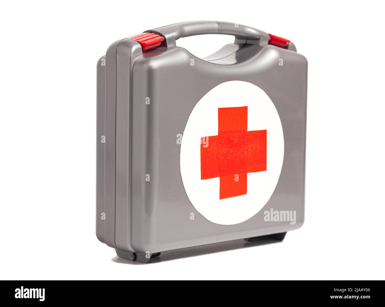 First aid kit with cross emblem isolated on a white background Stock ...