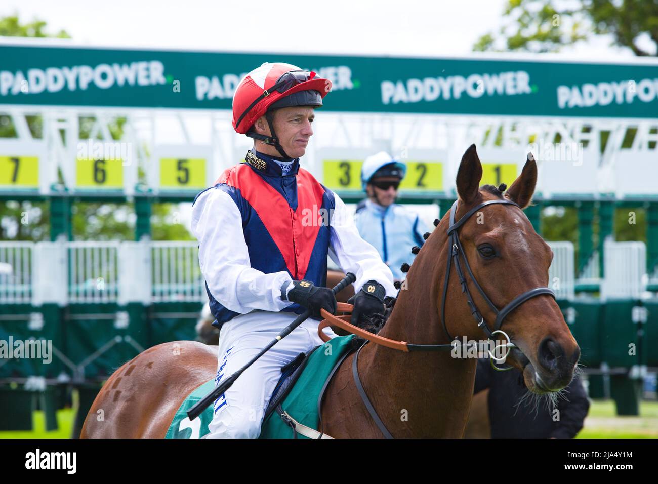 Jockey David Allan on Copper Knight at York Races Stock Photo - Alamy