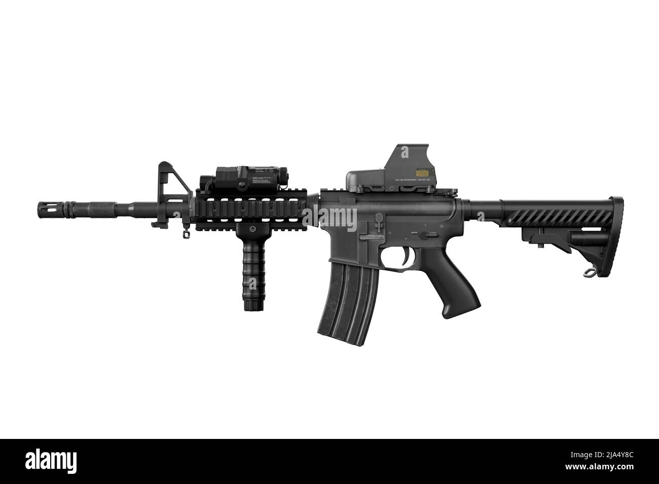 Assault rifle side view. Isolated. 3D Rendering Stock Photo - Alamy