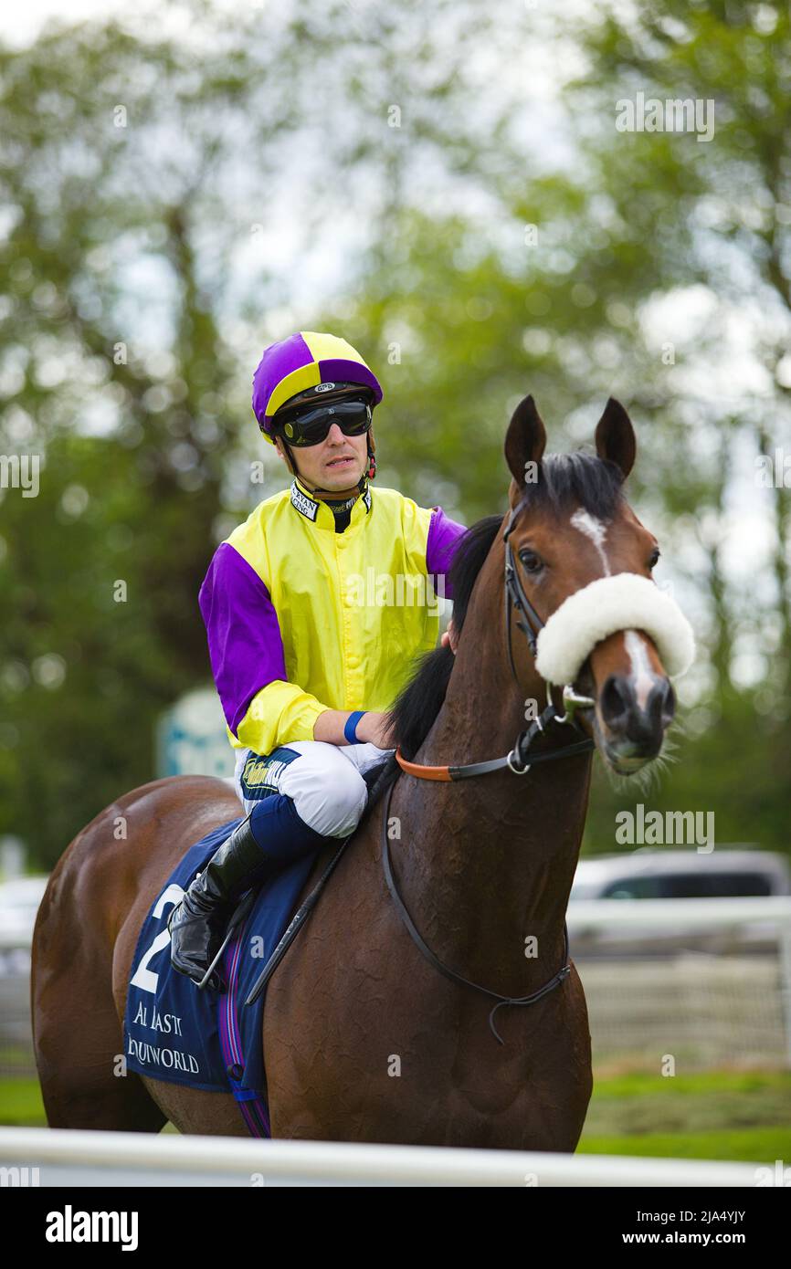 Jockey Kevin Stott on Dark Moon Rising at York Races Stock Photo - Alamy