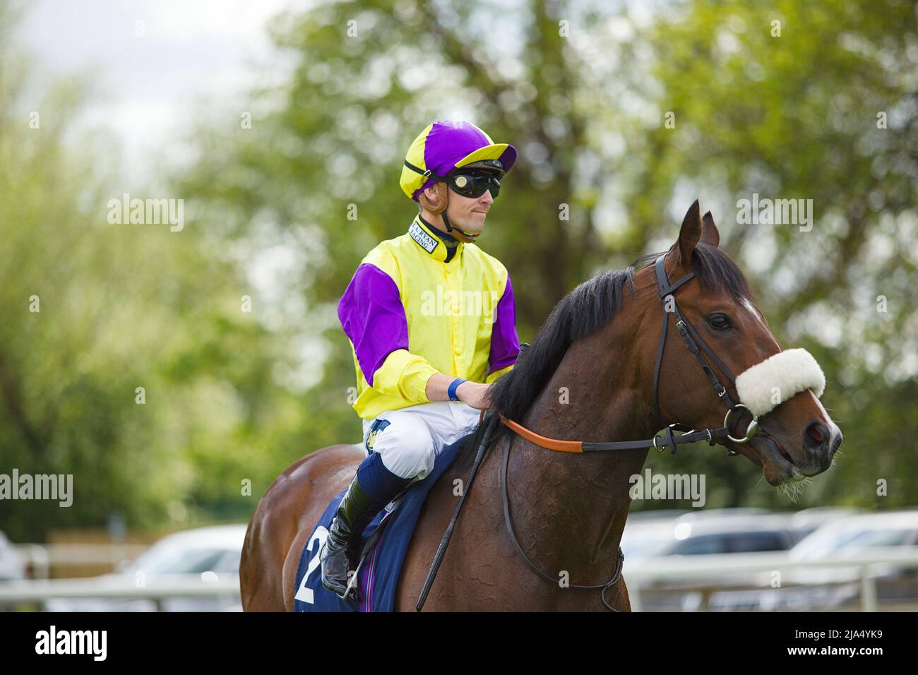 Jockey Kevin Stott on Dark Moon Rising at York Races Stock Photo - Alamy