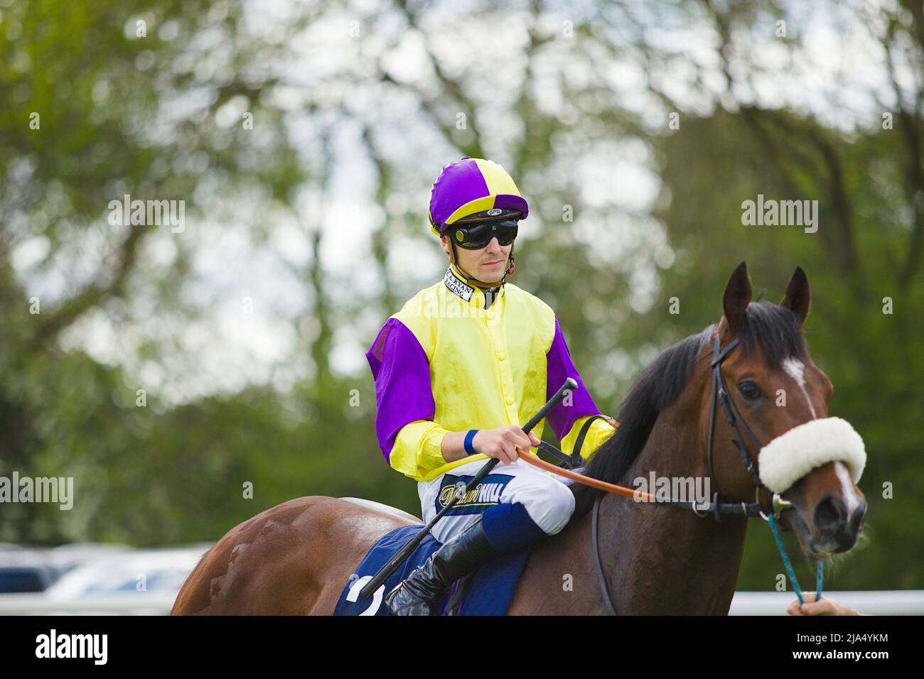 Jockey Kevin Stott on Dark Moon Rising at York Races Stock Photo - Alamy