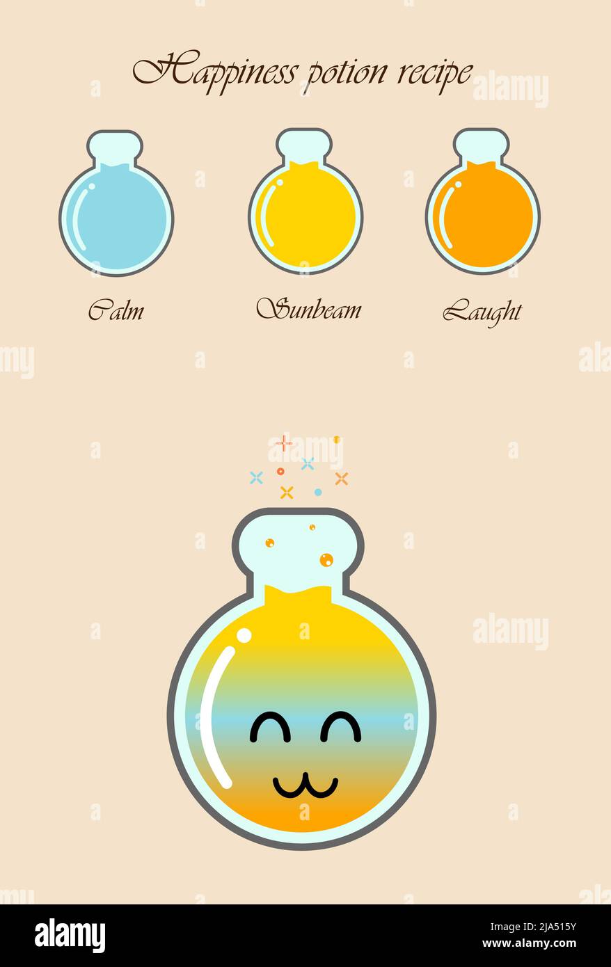 Happiness potion Witchcraft book page. Magic potion recipe Stock Vector ...