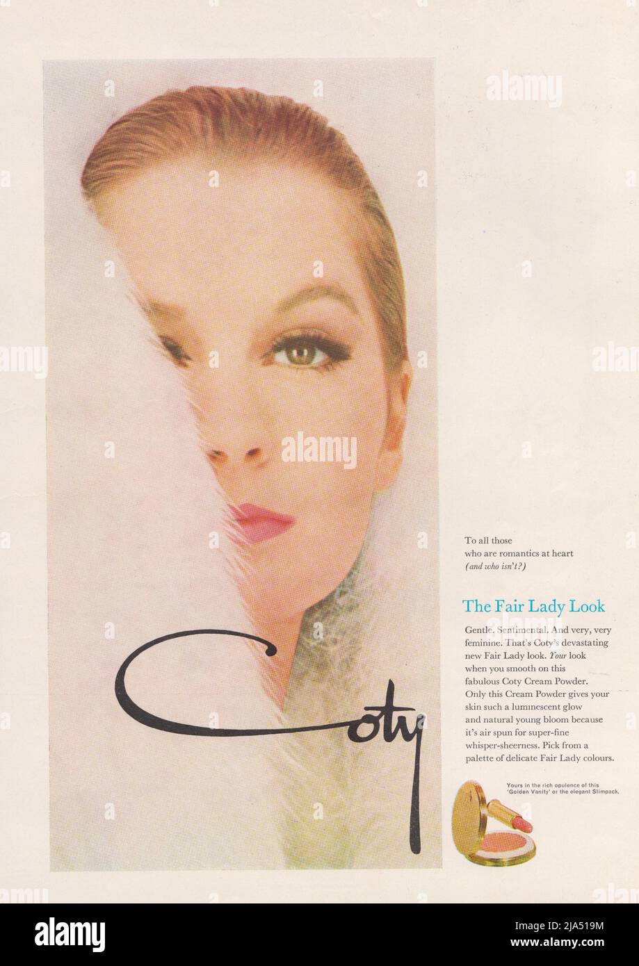 COTY powder and Coty lipstick vintage paper advertisement advert 1960s ...