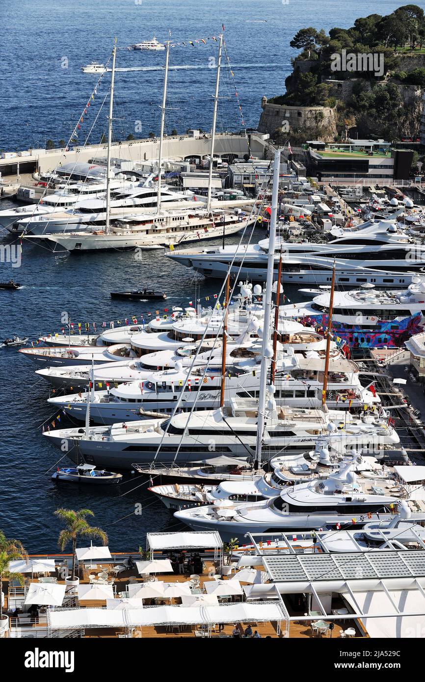 Circuit atmosphere - Boats in the scenic Monaco Harbour. Monaco Grand ...