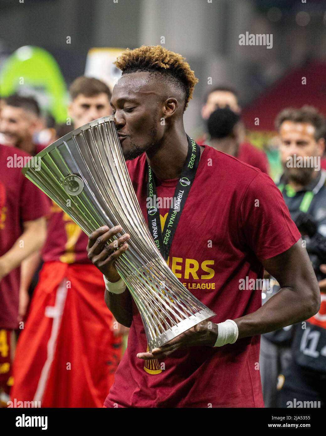 TIRANA, ALBANIA - MAY 25: Tammy Abraham of AS Roma celebrates with ...