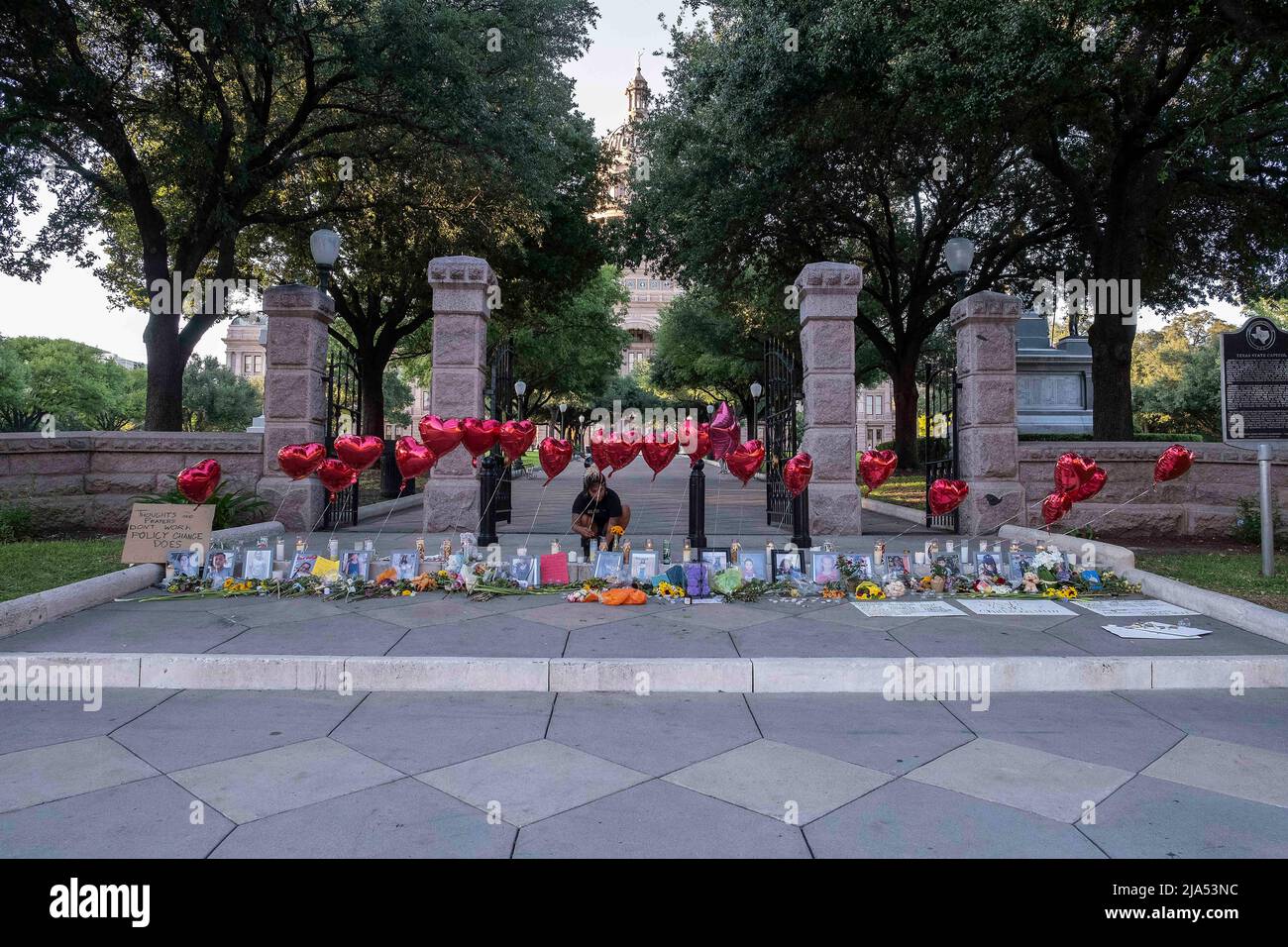A memorial for the victims of the Uvalde school shooting at the Texas ...