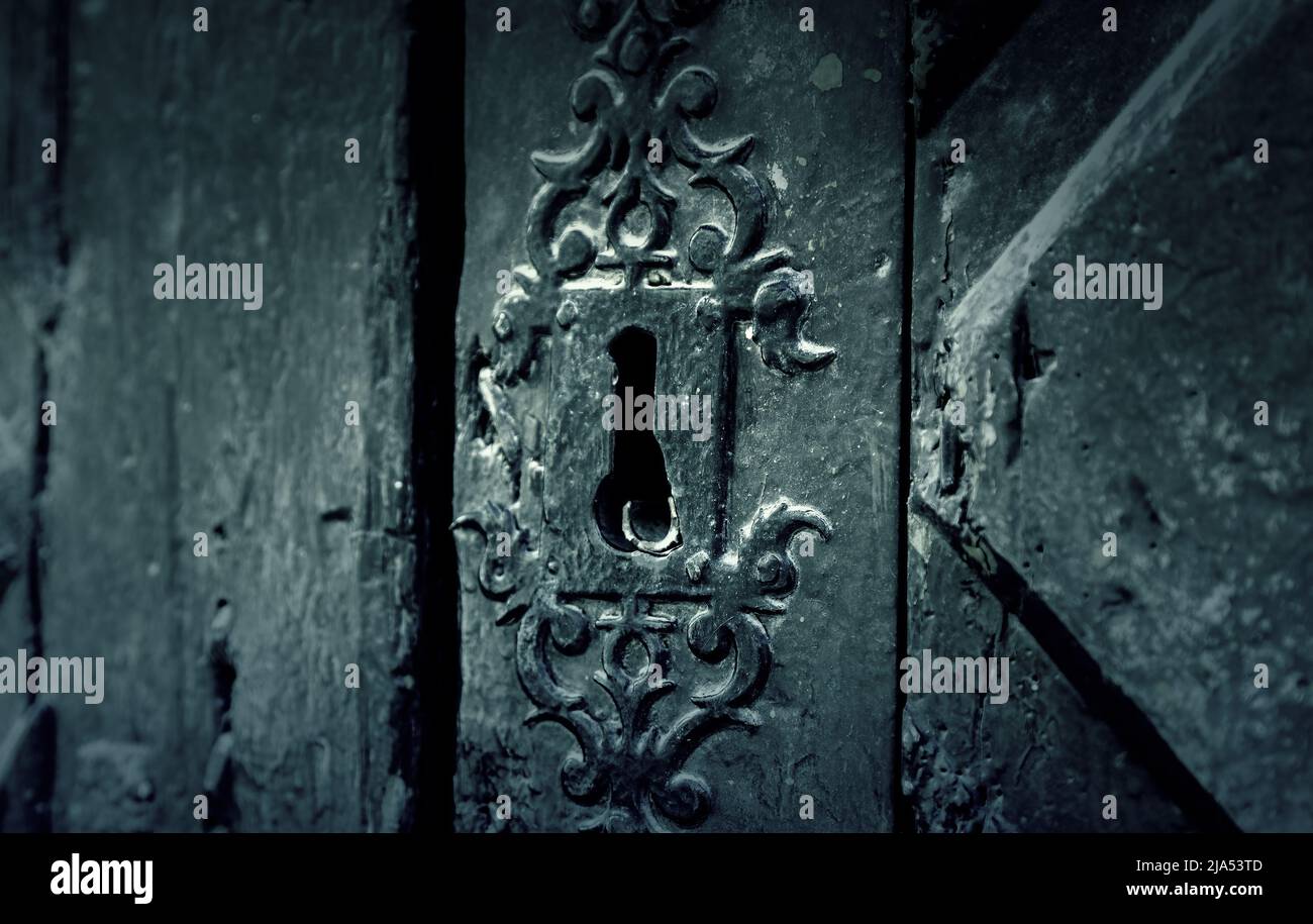 Detail of old decorated medieval lock, security Stock Photo - Alamy