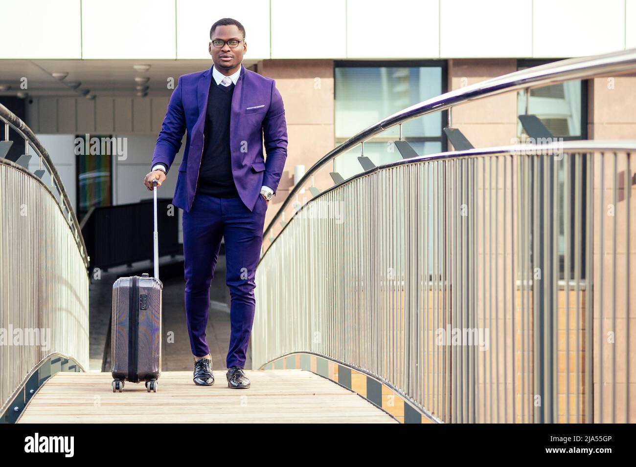 Full body portrait of handsome pilot traveler man African american well ...