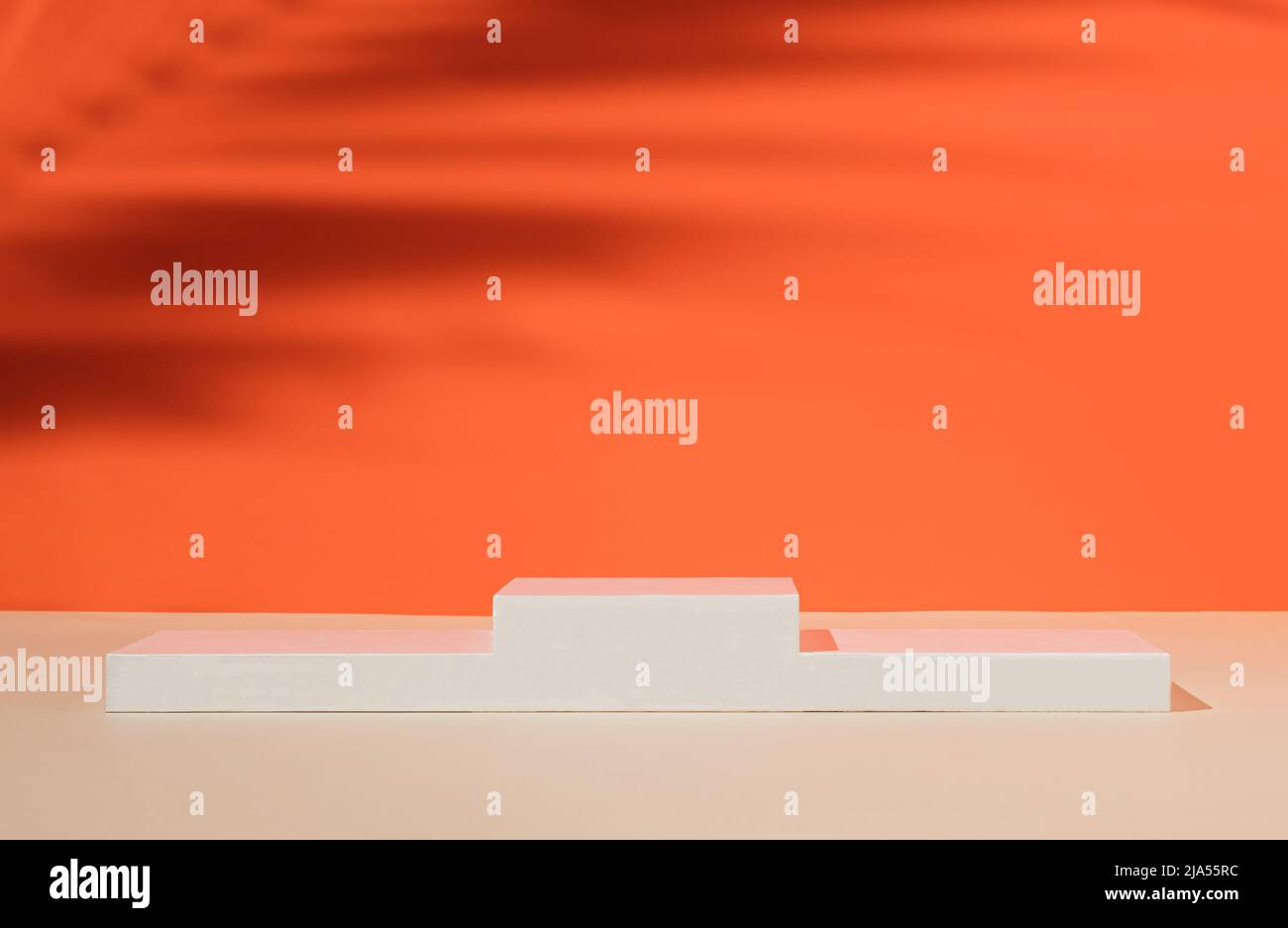 Minimal modern product display on orange background with podium with ...