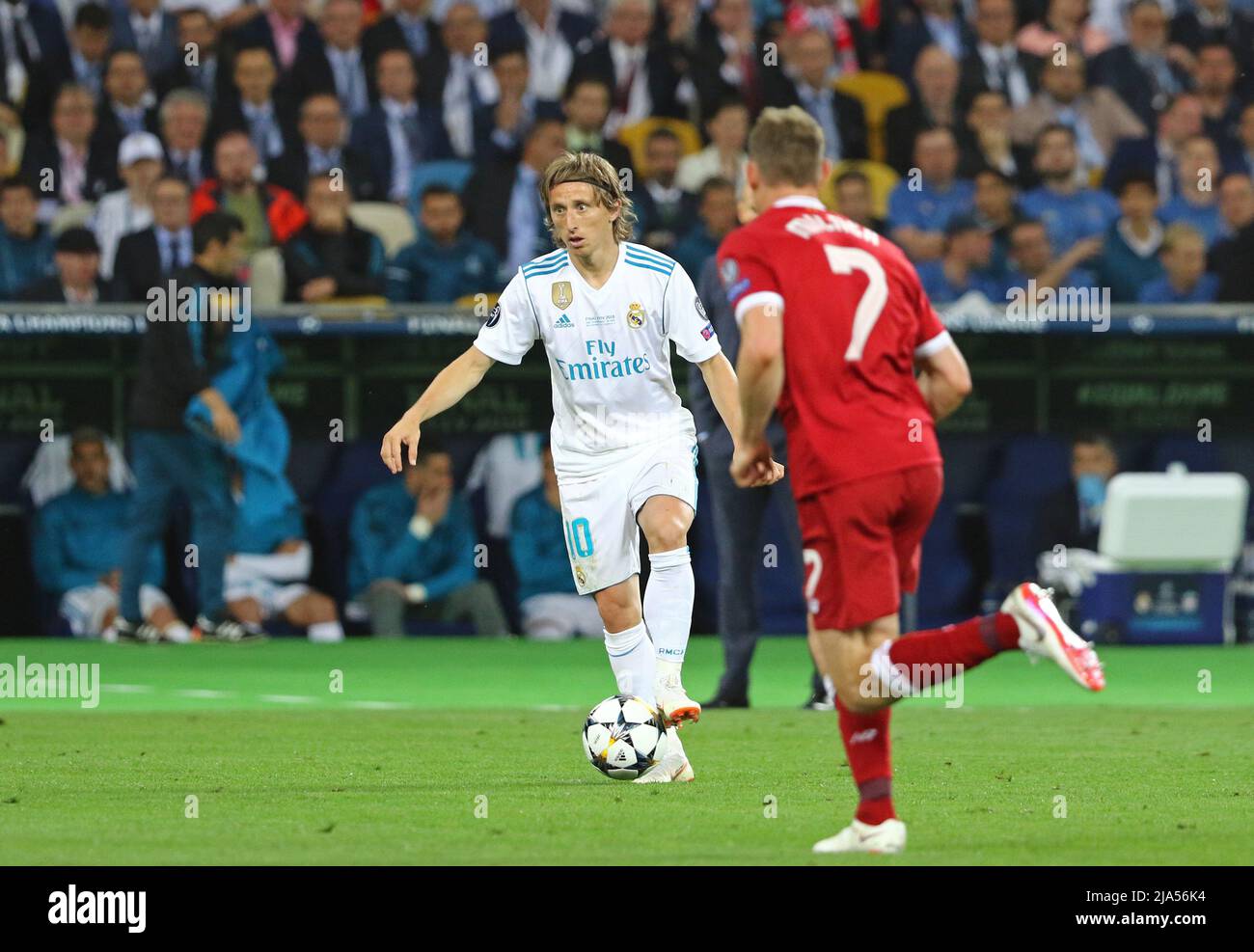 KYIV, UKRAINE - MAY 26, 2018: Luka Modric of Real Madrid controls a ...