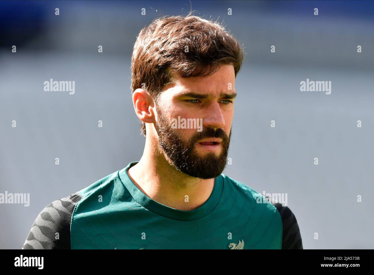 Paris, France. 27th May, 2022. Goalkeeper Alisson of Liverpool seen ...