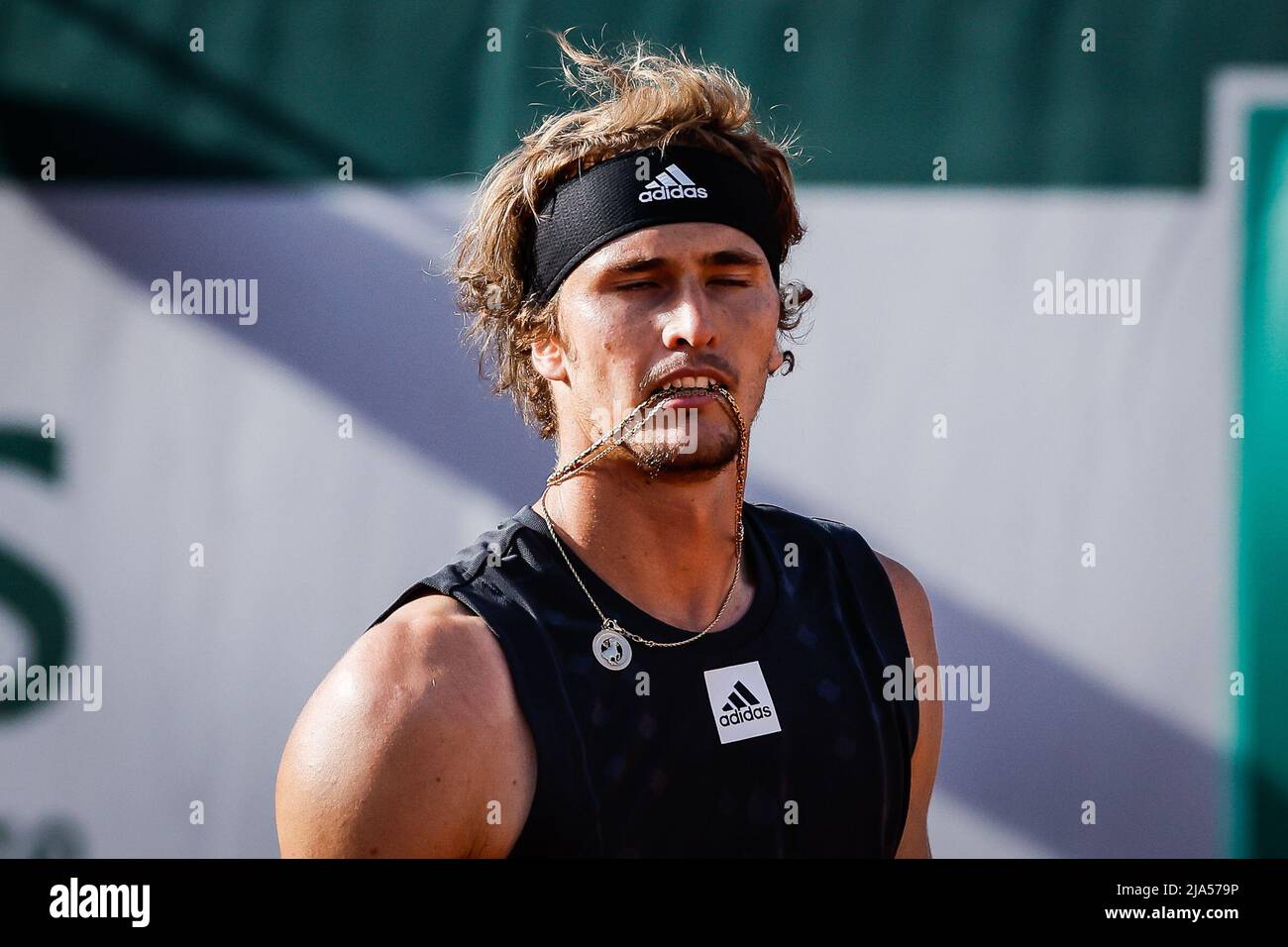 Alexander ZVEREV of Germany looks dejected during the Day six of Roland-Garros 2022, French Open ...