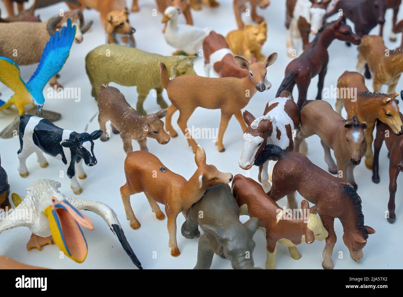 Plastic toys (animals) at the flea market in Hanover (No. 6 Stock Photo ...
