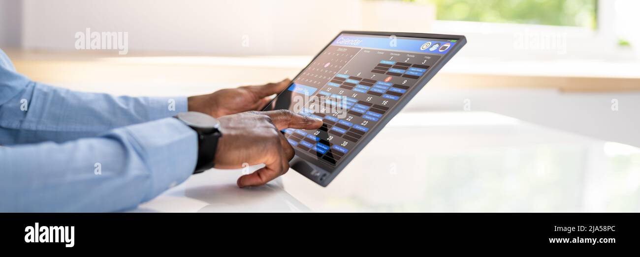 Appointment Schedule Planner And Date Calendar On Tablet Stock Photo ...