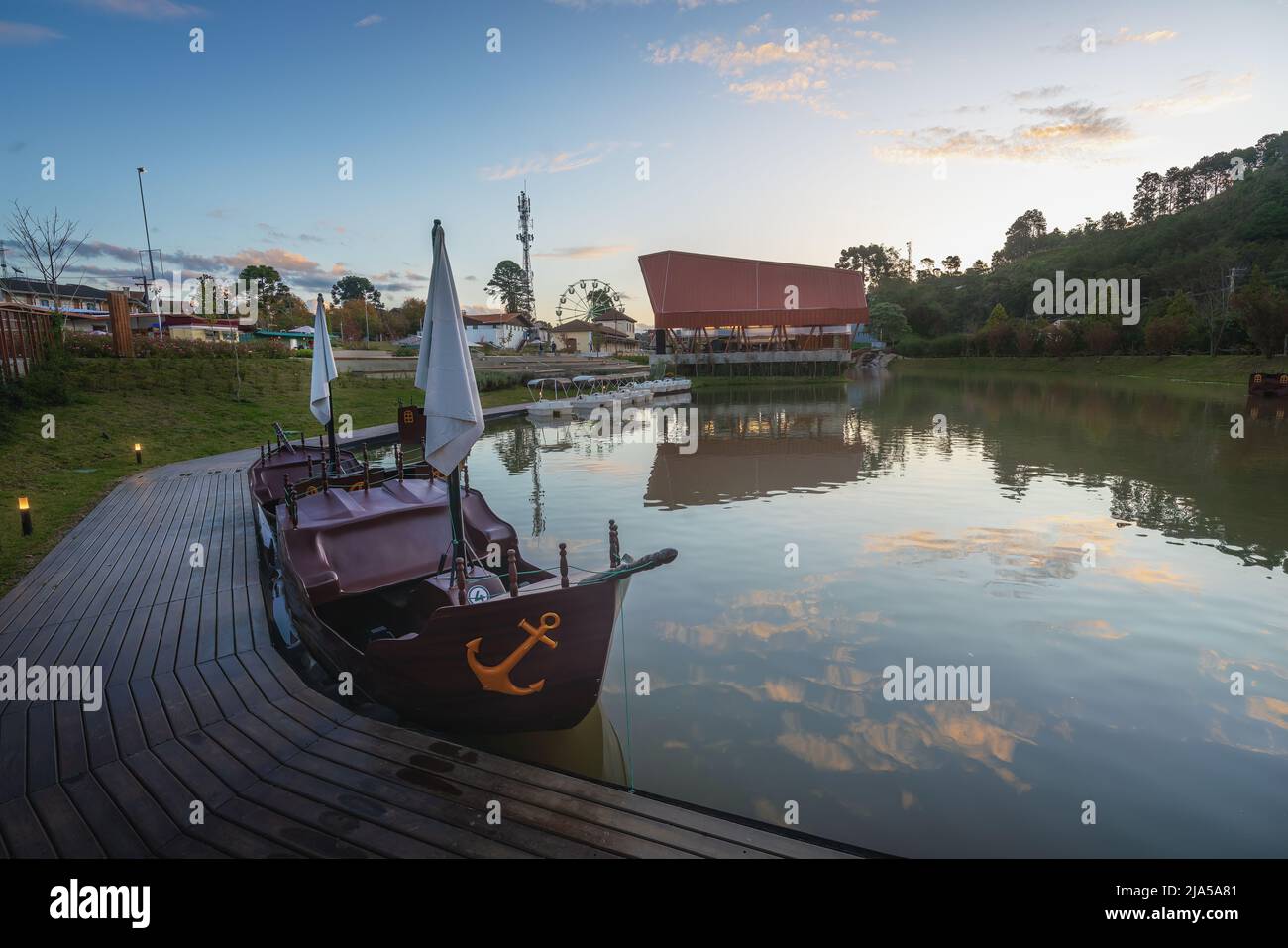 Lake and Pedal Boats at Capivari Park - Campos do Jordao, Sao Paulo ...