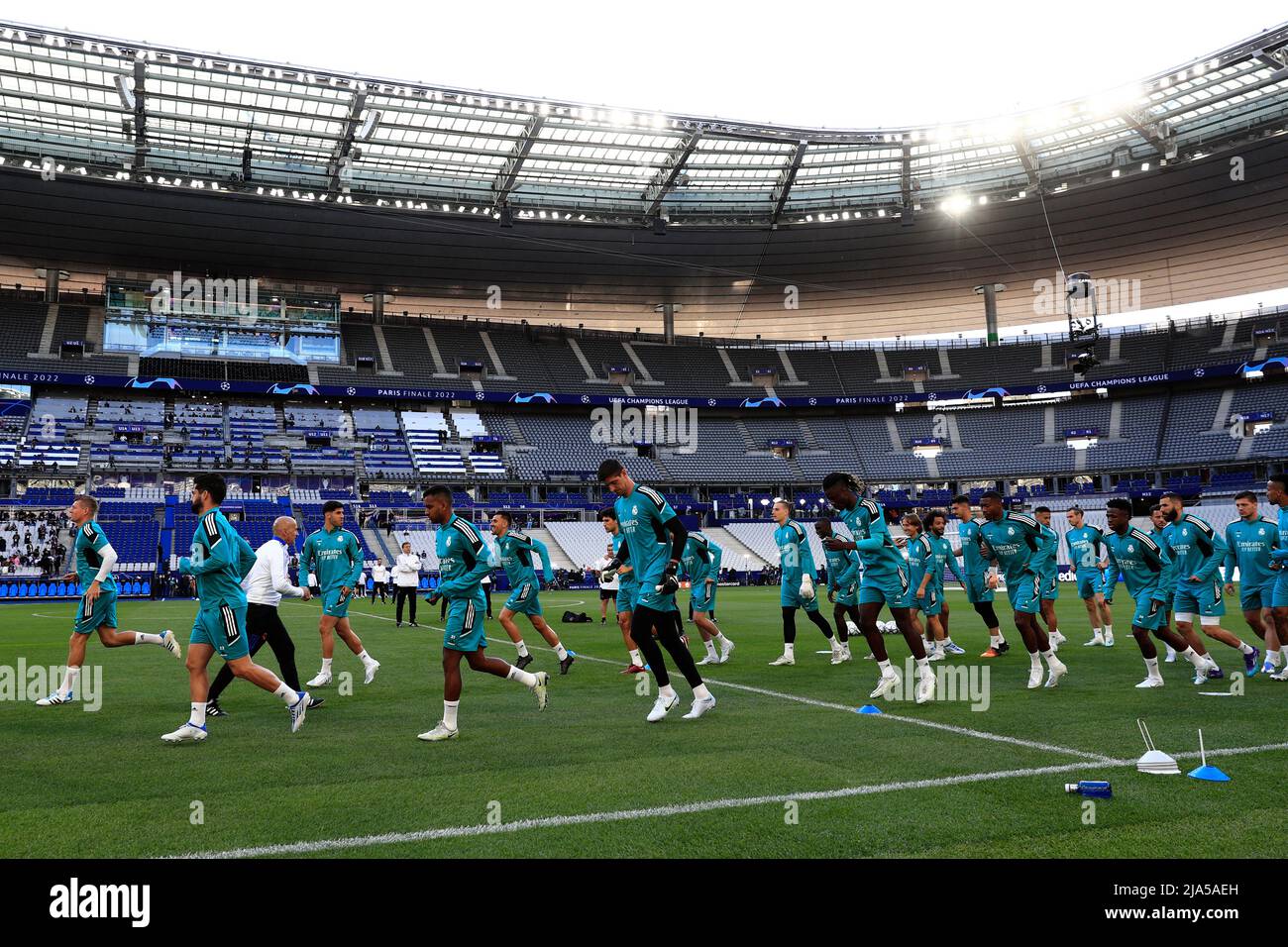 27th May 2022; Paris, France. Pre-game team practice and press ...