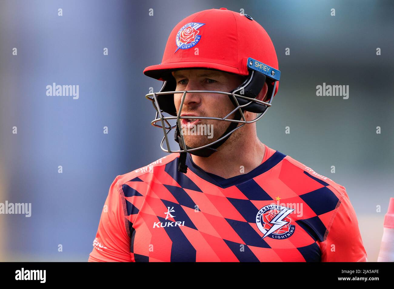 Steven Croft of Lancashire Lightning is out for 13 runs caught by Harry ...
